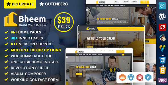 Bheem : Construction WordPress Theme RTL Ready